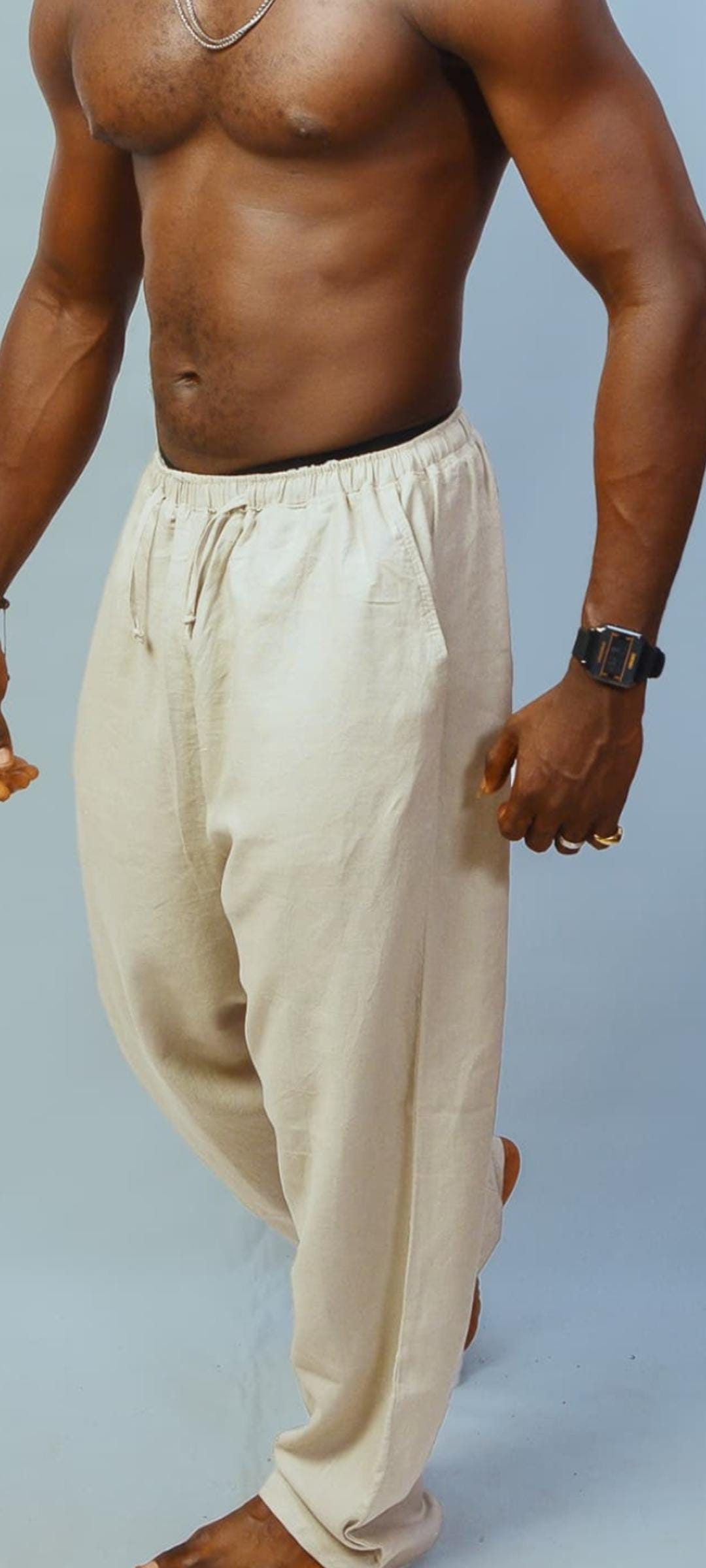 Men's Relaxed Linen Pants: Lightweight Summer Trousers With Elastic ...