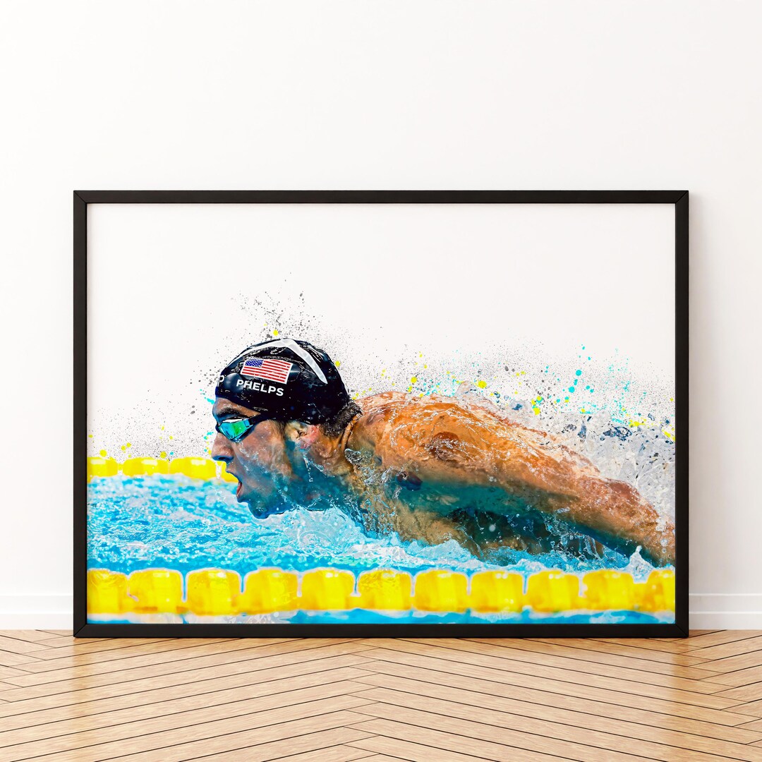 Michael Phelps American Swimmer, Sport Poster Print, Canvas Wall Art ...