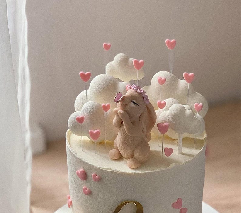 Handmade Fondant Bunny Cake Topper Decoration - Etsy