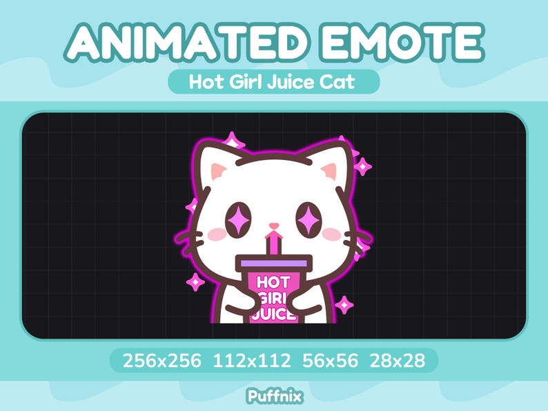 Juice Cat Animated Emote | Hot Girl Meme Reaction (GIF) - Etsy