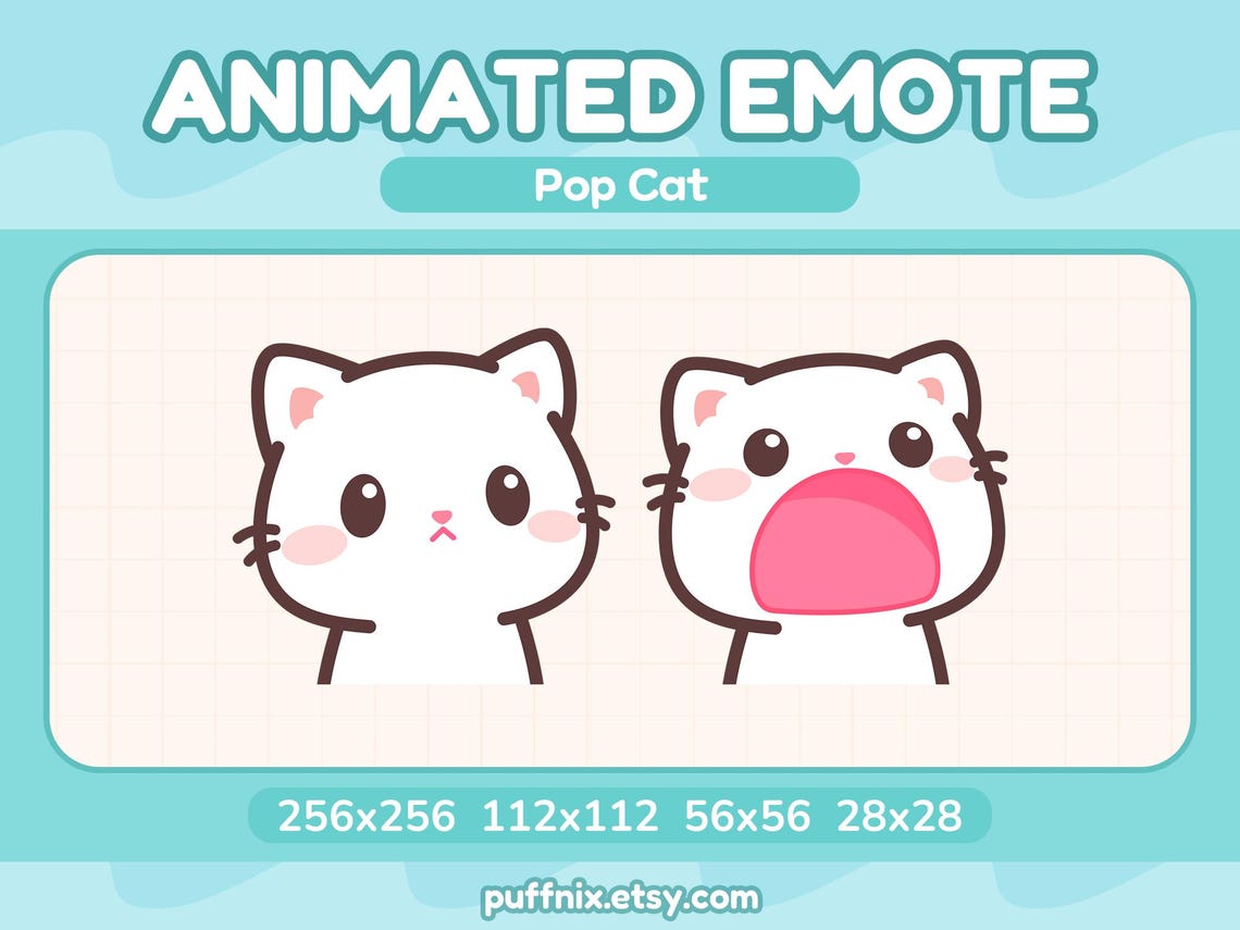 Animated Pop Cat Emote | Funny Meme Reaction GIF (twitch Discord) - Etsy