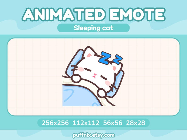 Animated Sleeping Cat Emote | Twitch Discord Reaction GIF - Etsy