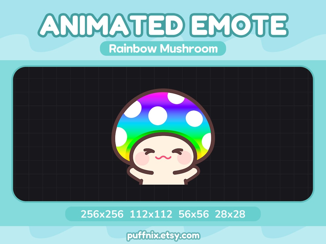 Animated Rainbow Mushroom Emote | Twitch Discord Reaction GIF - Etsy