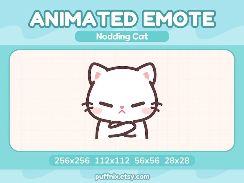 Nodding Cat Emote | Animated Agreement Reaction (discord Twitch GIF) - Etsy