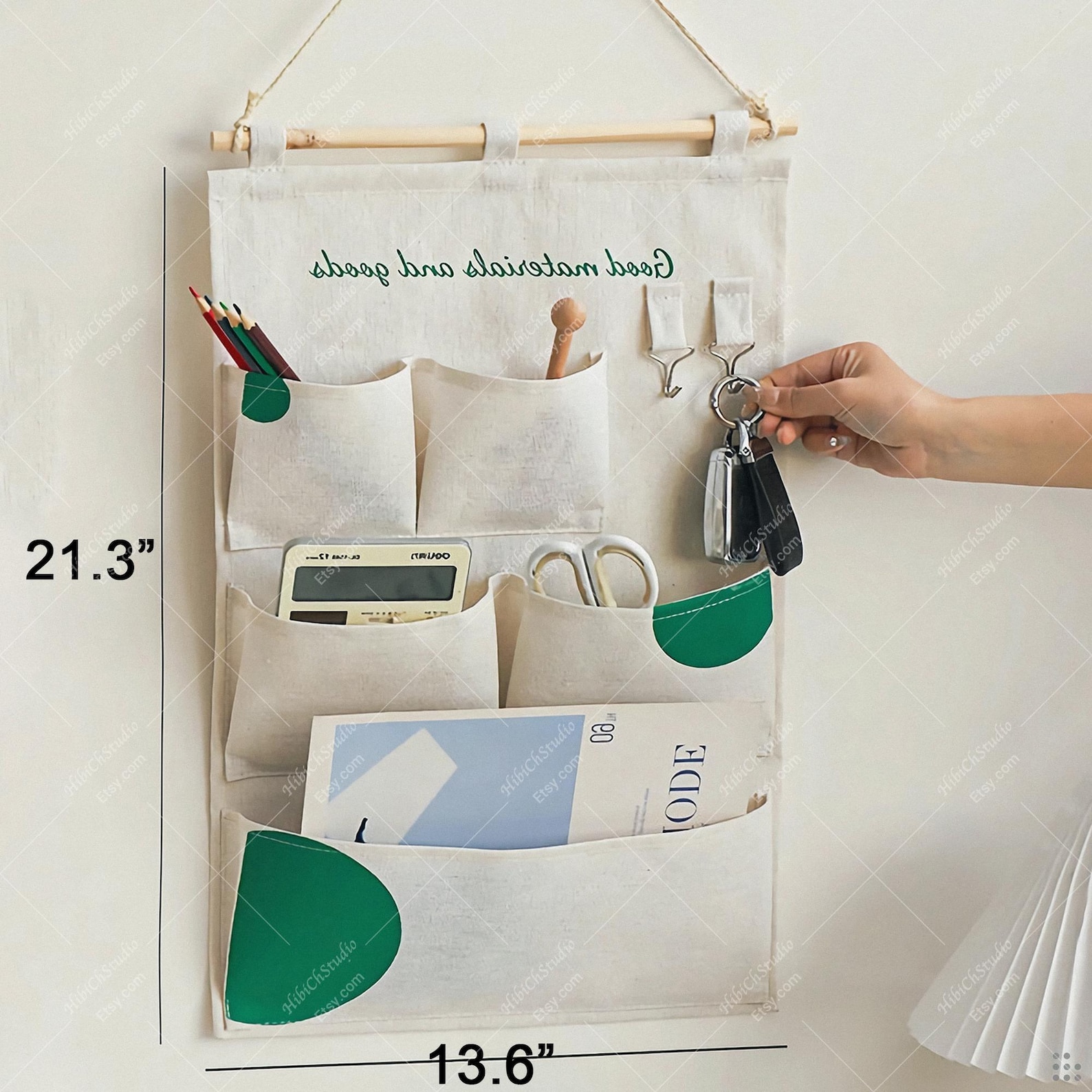 Canvas Wall Hanging Organizer, Multi Pocket Storage Bag, Over Door ...