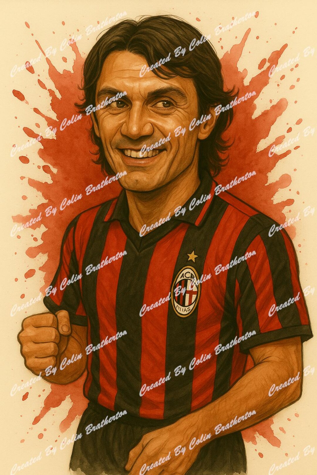 Paolo Maldini Cartoon-style Caricature | Ready-made Art Download - Etsy