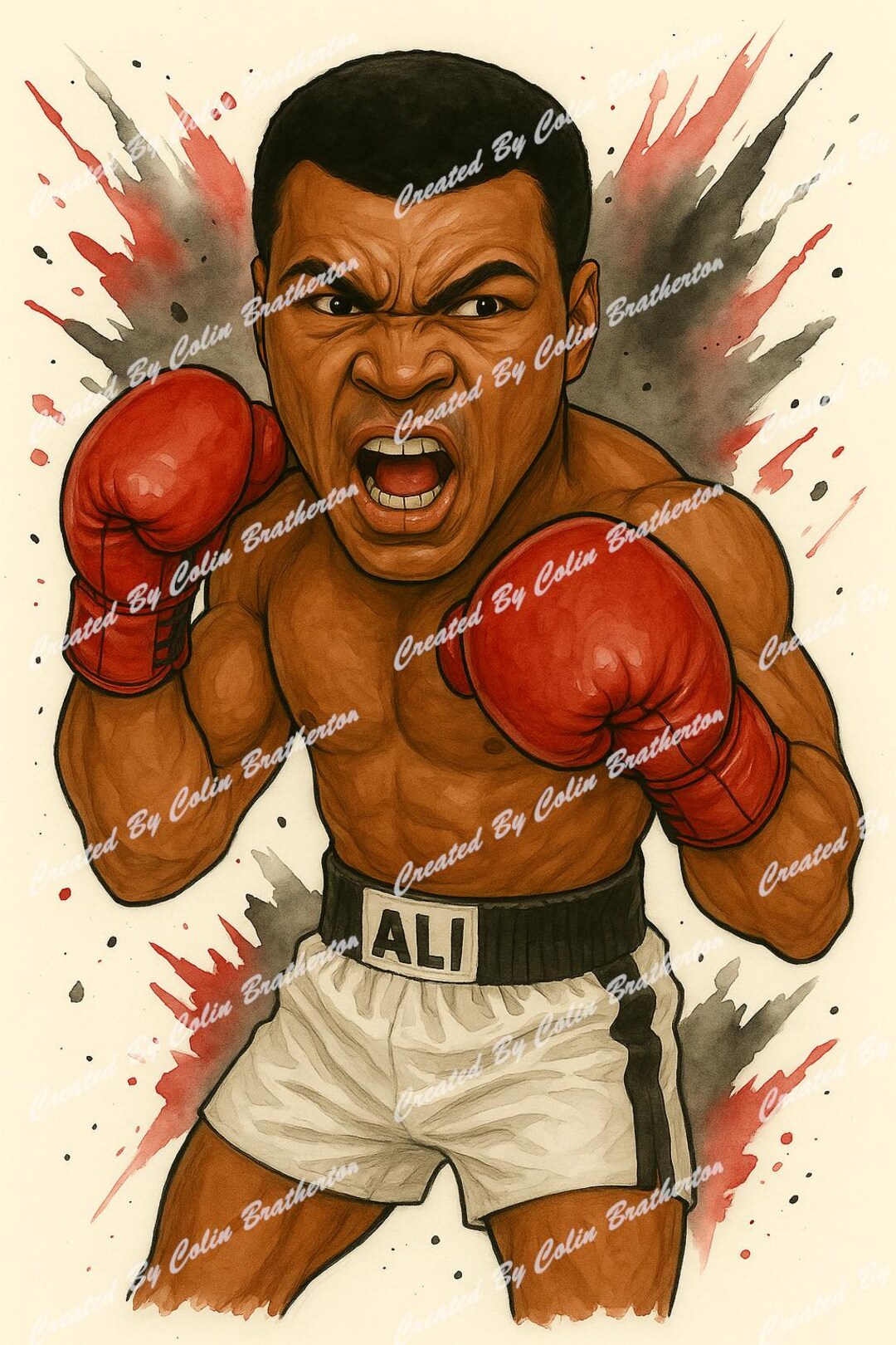 Muhammad Ali Cartoon-style Caricature | Ready-made Art Download - Etsy