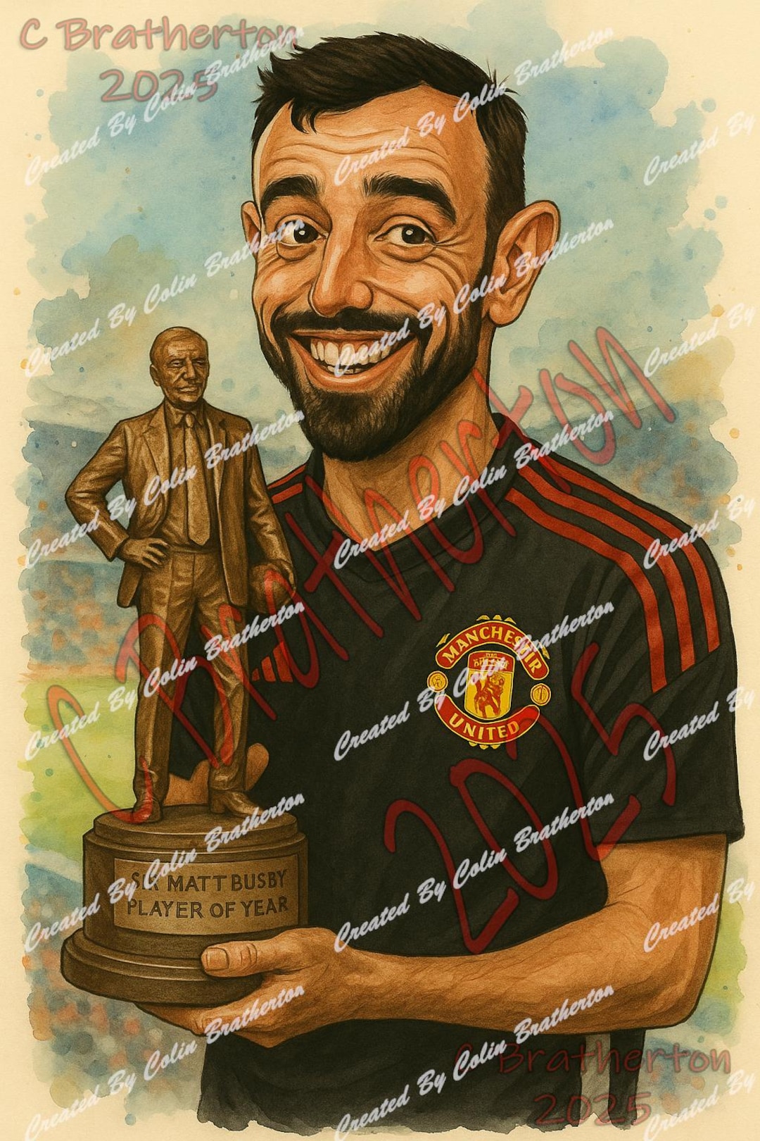 Bruno Fernandes Cartoon-style Caricature | Ready-made Art Download - Etsy