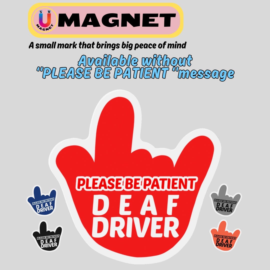 Please Be Patient Deaf Driver Car Magnet ASL Hand Sign Safety Awareness ...