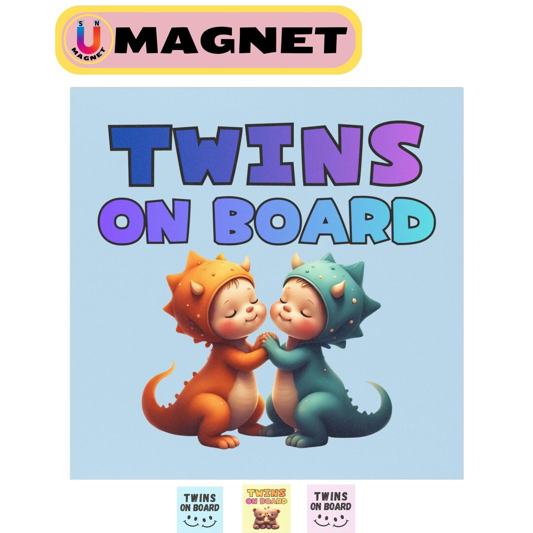 Twins on Board Car Magnet Baby Safety Sign for Vehicles Cute Twin Baby ...