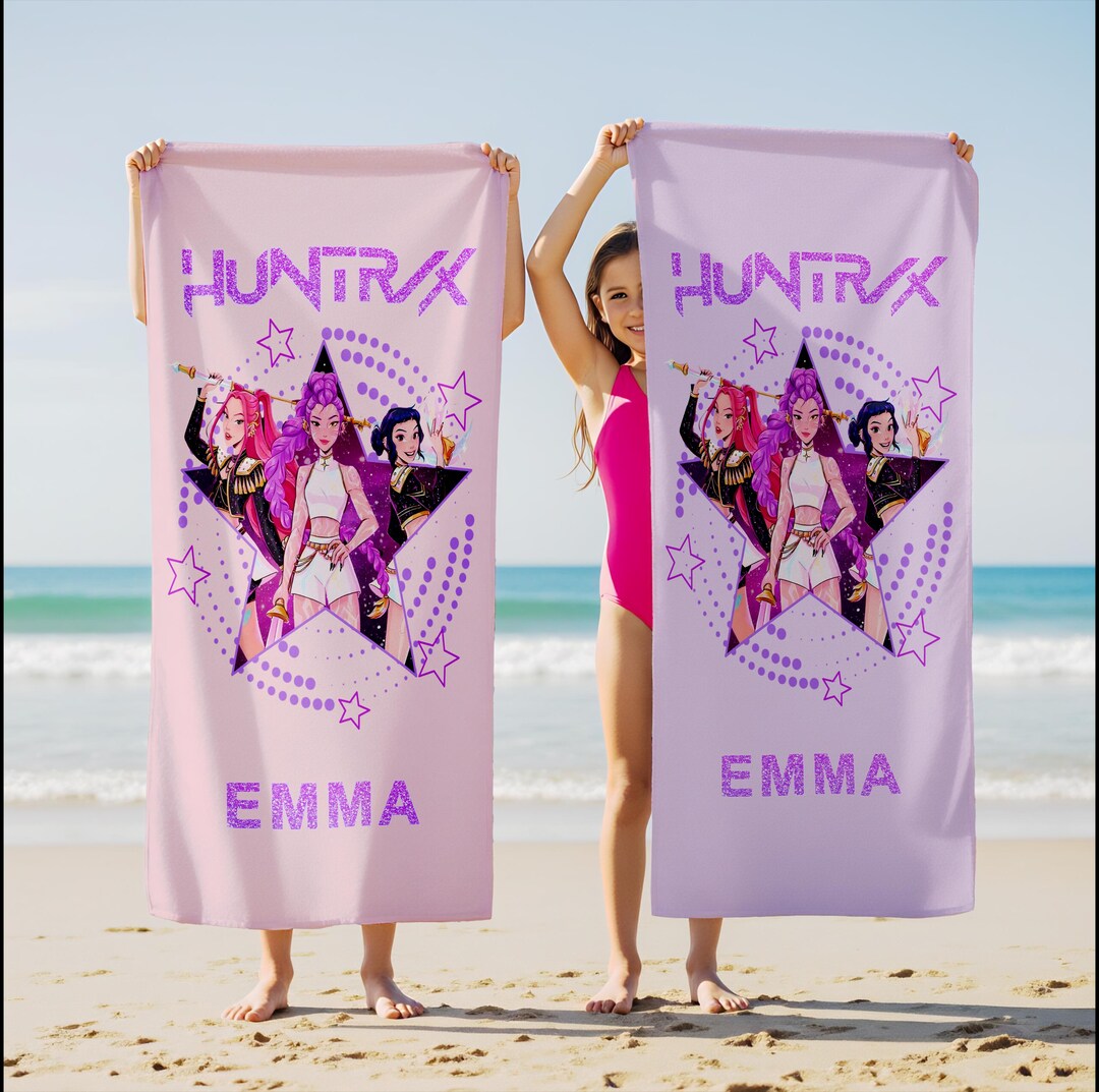 Personalized Huntrix Demon Girl Kpop Towel,custom Name Anime Beach Pool ...