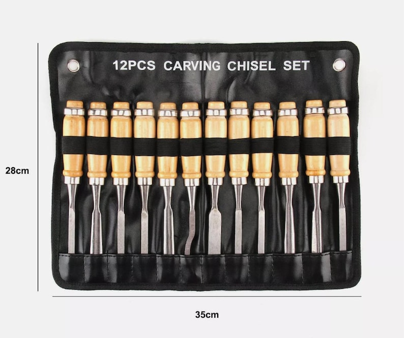 12 Pcs Carving Chisels Kit Wood Working Professional Gouges Woodworking ...