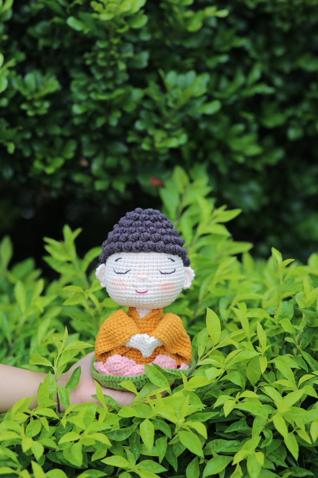 Handmade Crochet Buddha Doll on Lotus: Amigurumi Meditation Decor 16cm ...