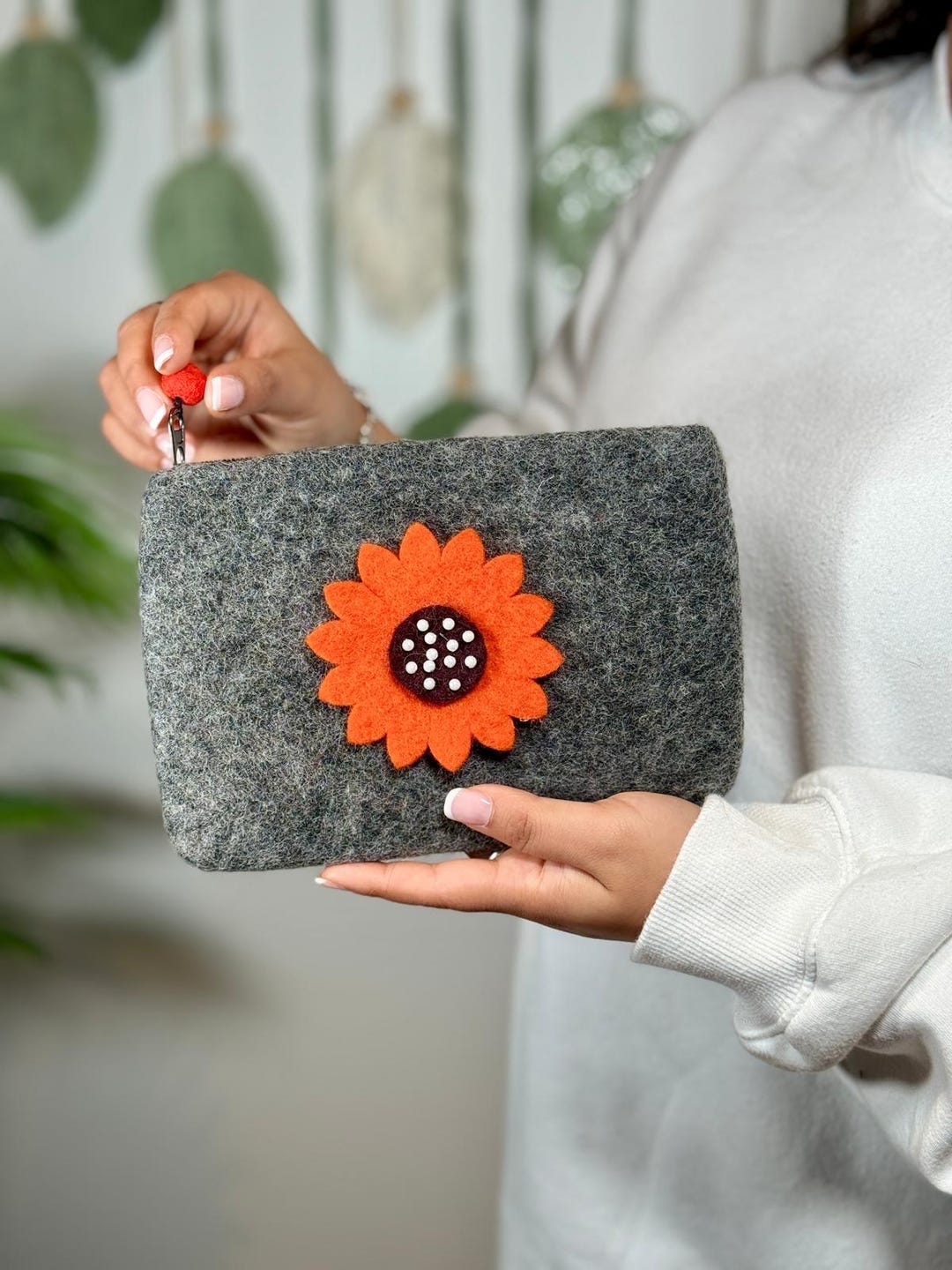 Felt Orange Flower Purse - Made in Nepal. - Etsy