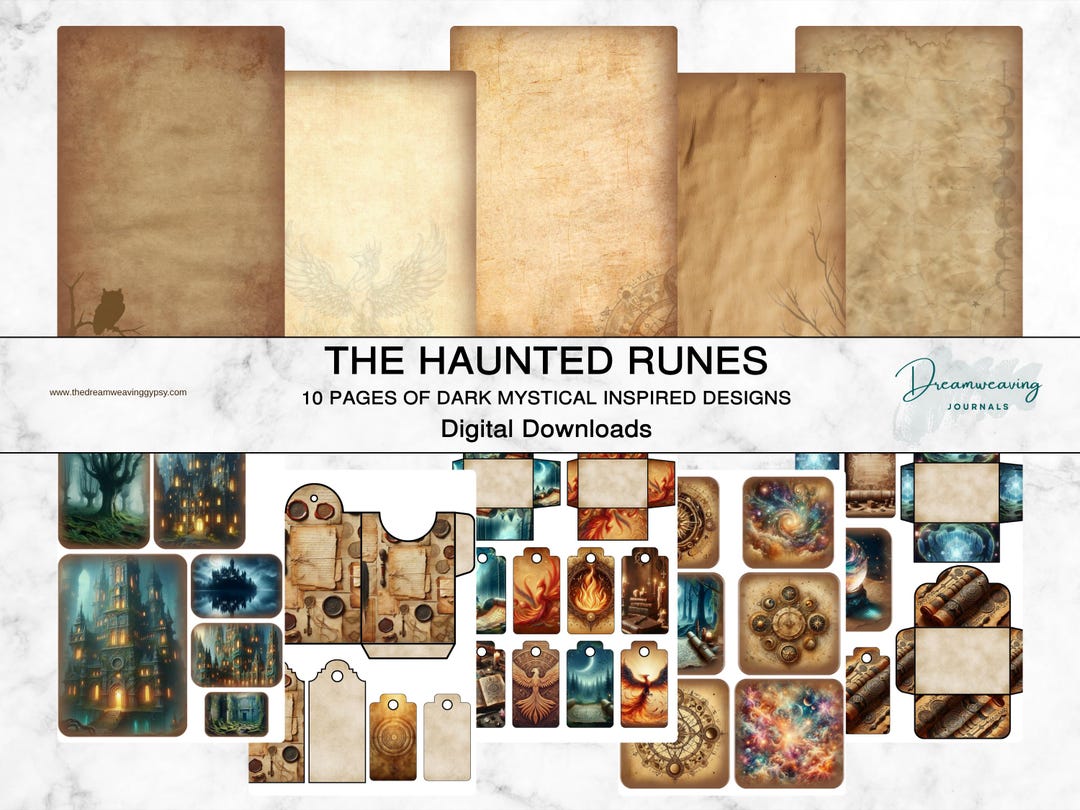 The Haunted Runes Junk Journal Kit, PDF Digital Download, 10 Pages - Etsy