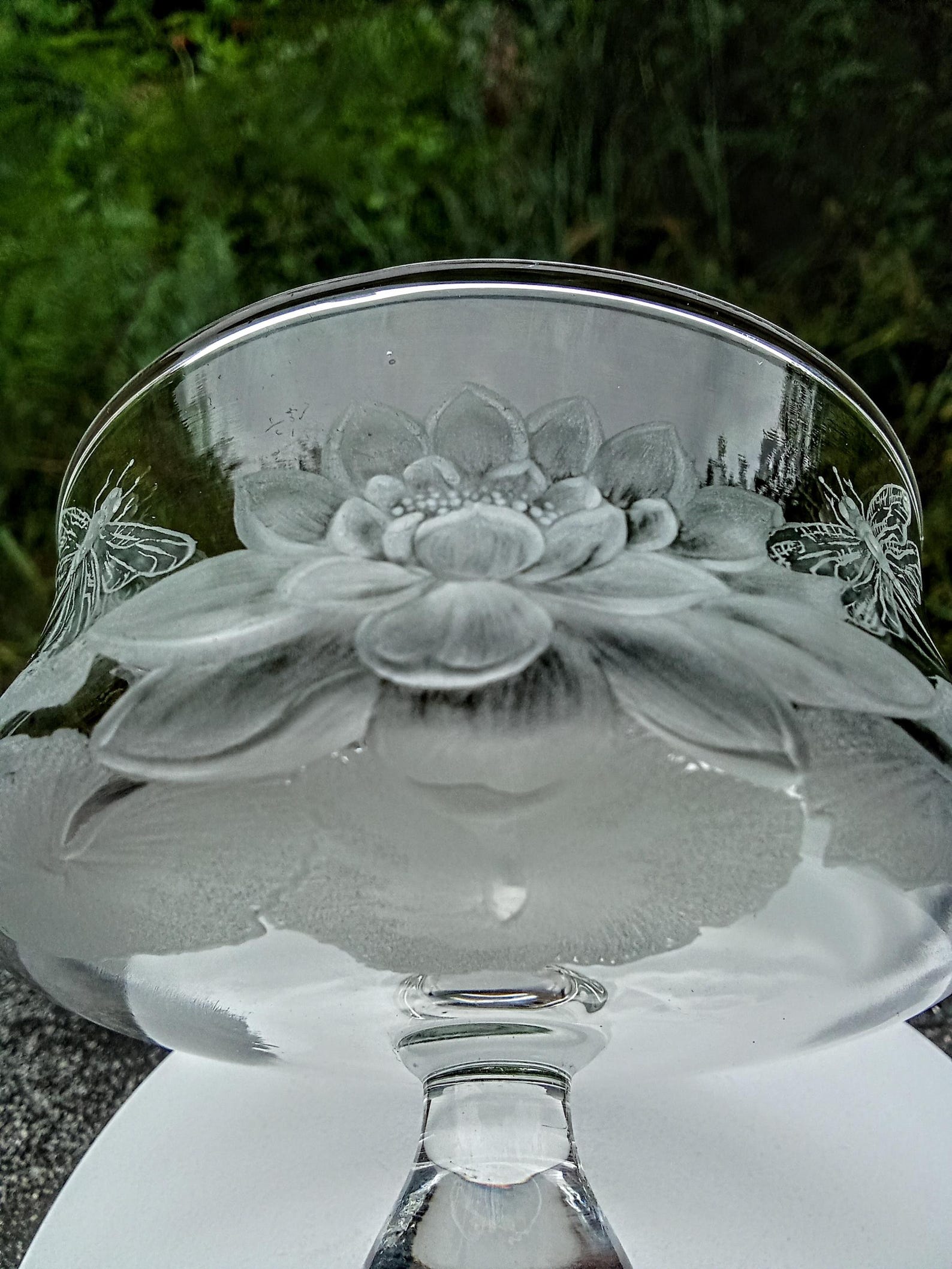 Hand-engraved Glass With a Lotus Flower Pattern - a Unique, Special and ...