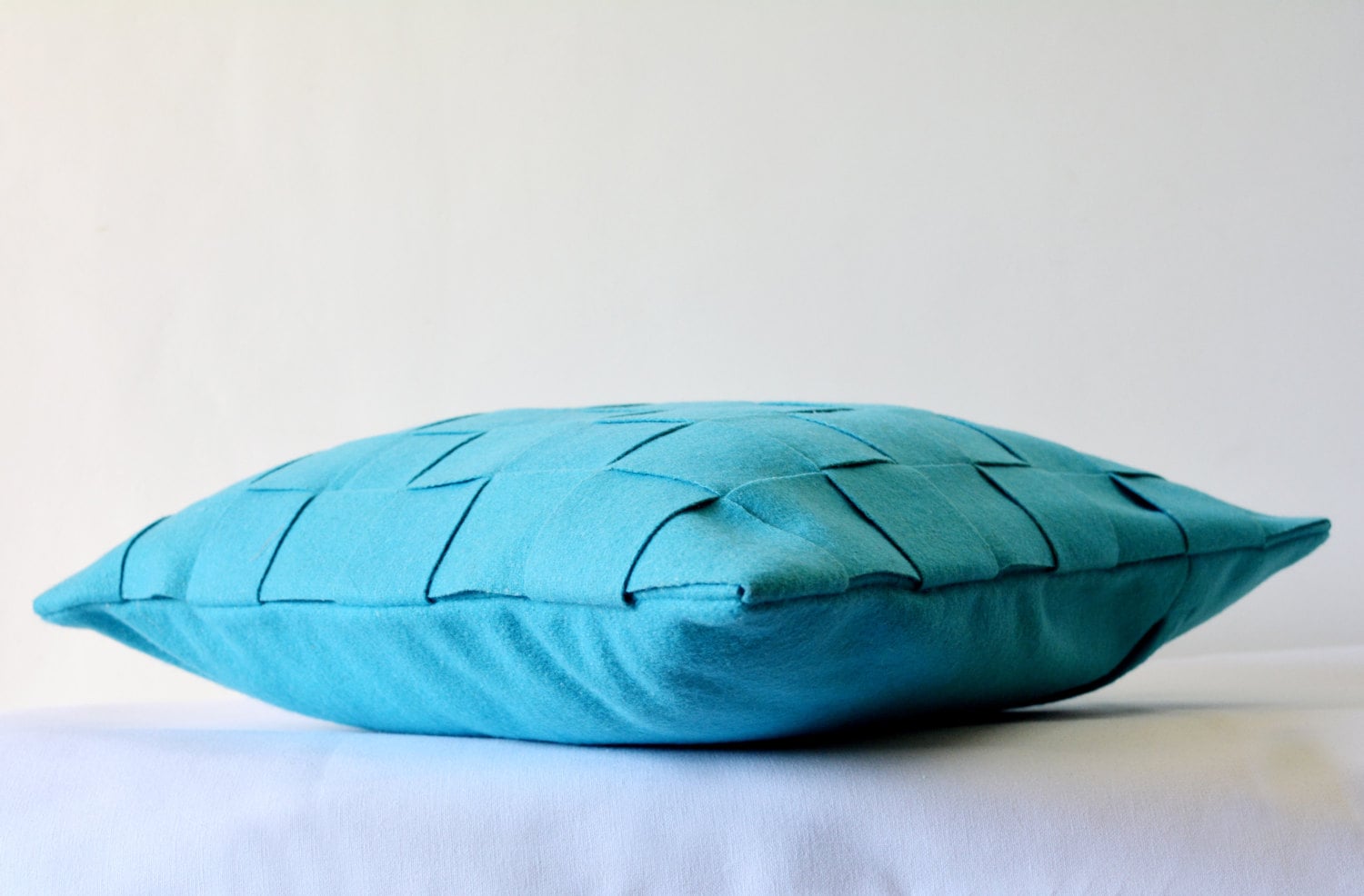 Turquoise Felt Cushion Cover Blue Decorative Pillow Accent | Etsy