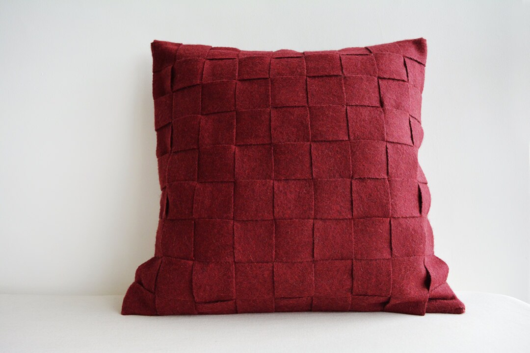 Dark Red Felt Cushion Cover Maroon Felt Pillow Deep Red - Etsy