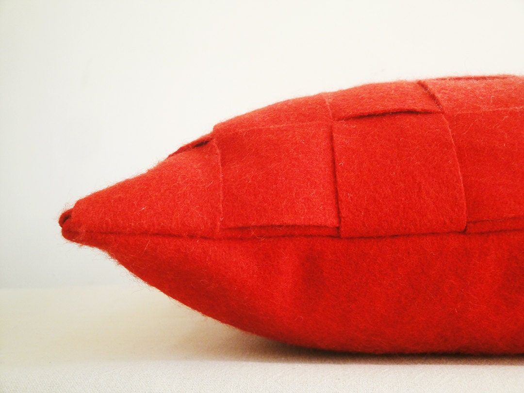 Red Felt Cushion Cover , Red Felt Pillow , Decorative Pillow, Accent ...