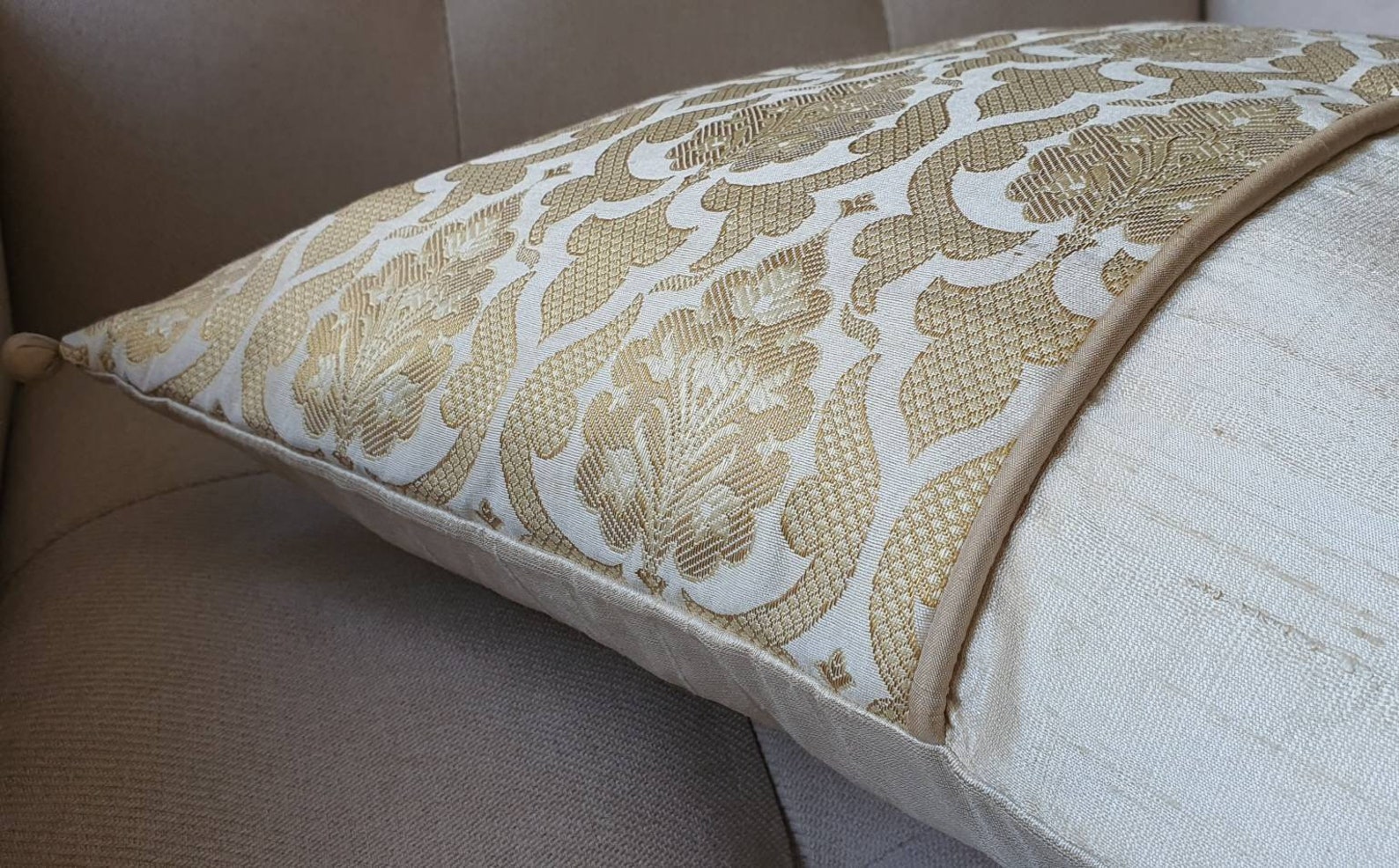 Elegant Ivory and Gold Brocade Pillow Cover Gold and Ivory - Etsy