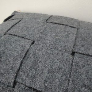 Woven Grey Felt Cushion Cover, Lumbar, Decorative Pillow, Accent Throw ...