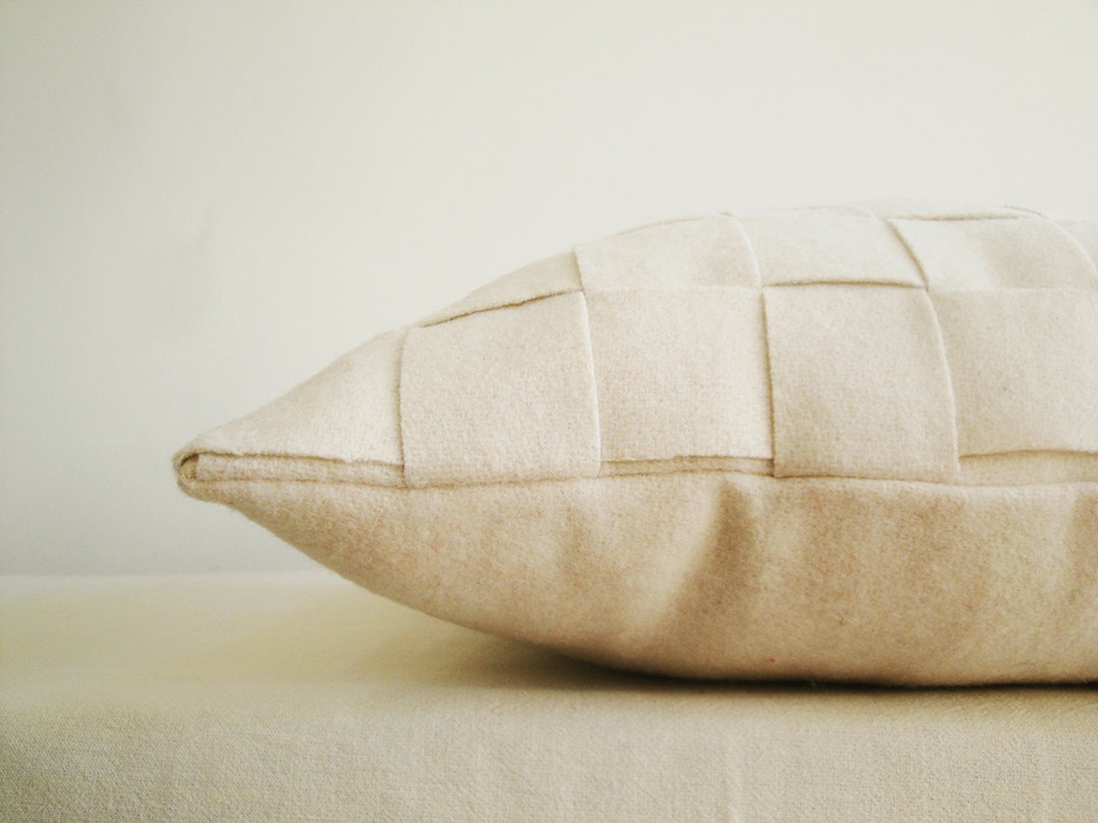 Natural White Felt Cushion Cover Decorative Pillow Accent | Etsy