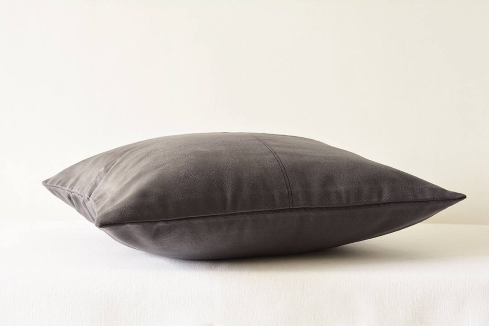 Dark Grey Faux Suede Pillow Cover With Stitch Detail Grey - Etsy
