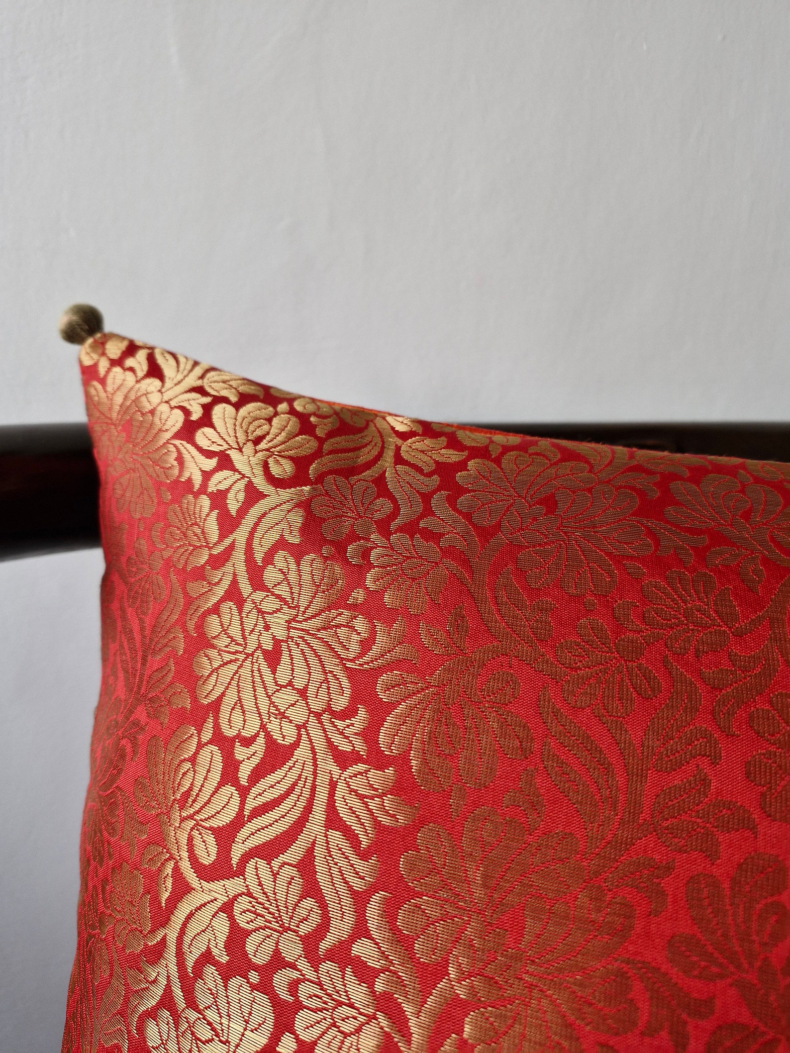 Festive Burnt Orange & Gold Patchwork Brocade Pillow Cover , Brocade ...