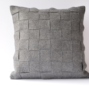 Dark Grey Felt Cushion Cover , Dark Gray Felt Pillow , Decorative ...