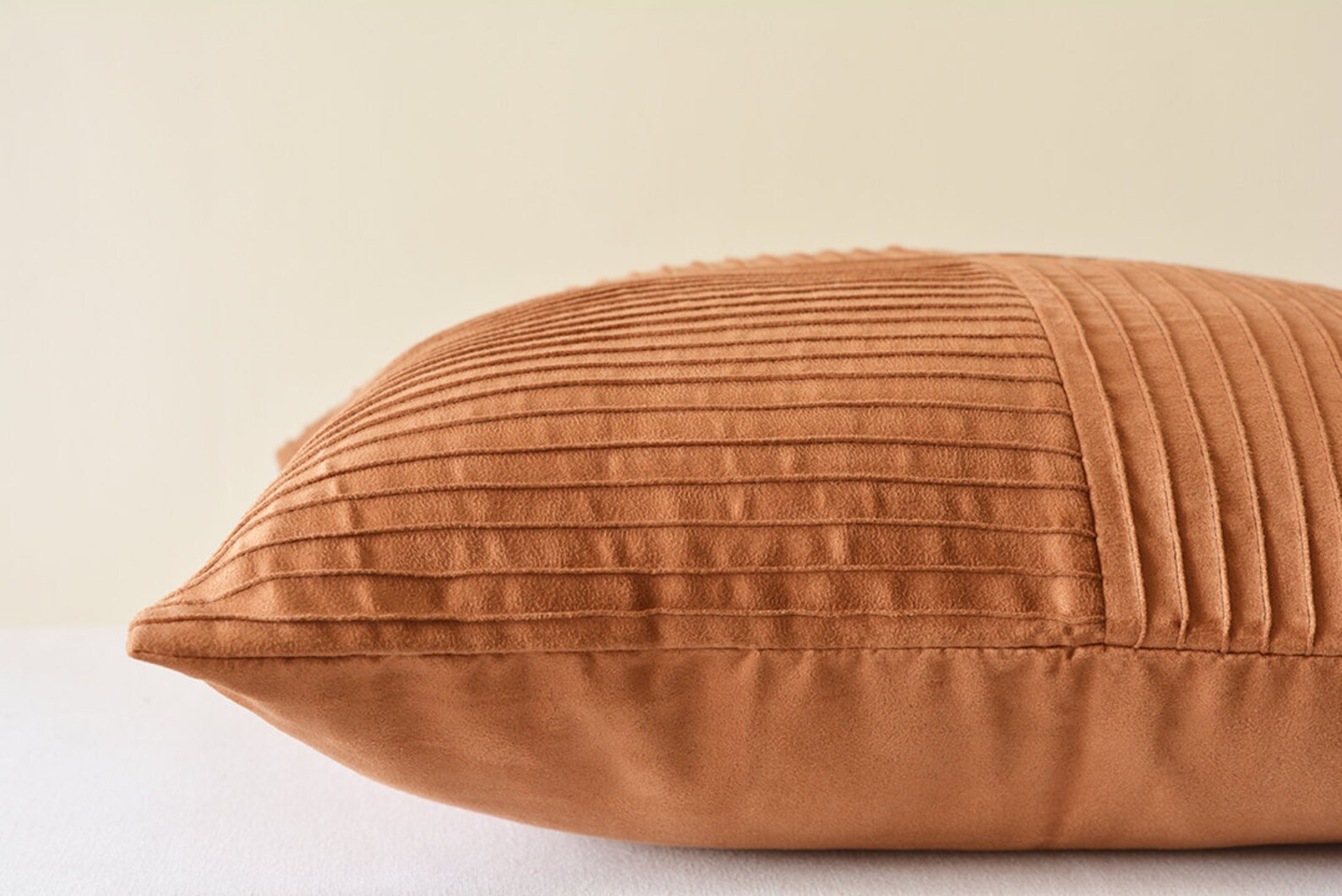 Beautiful Tan Faux Suede Textured Pillow Cover Pin Tucks & - Etsy