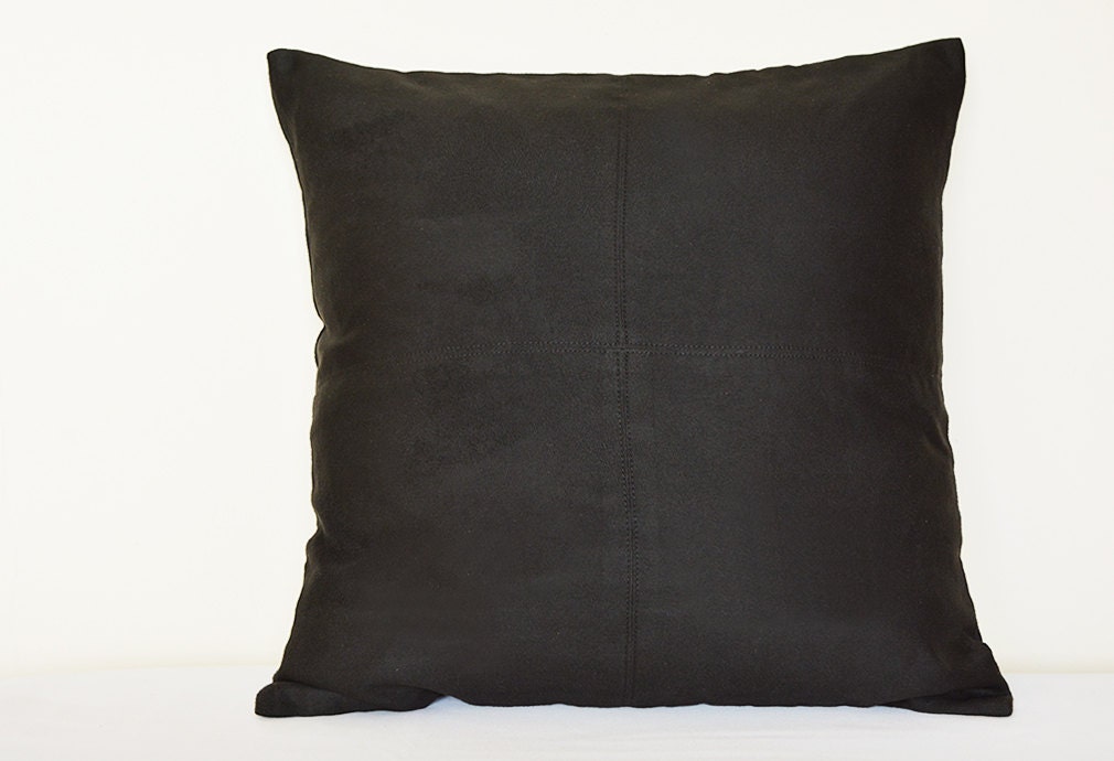 Black Suede Pillow with Stitch Detail Decorative Pillow | Etsy