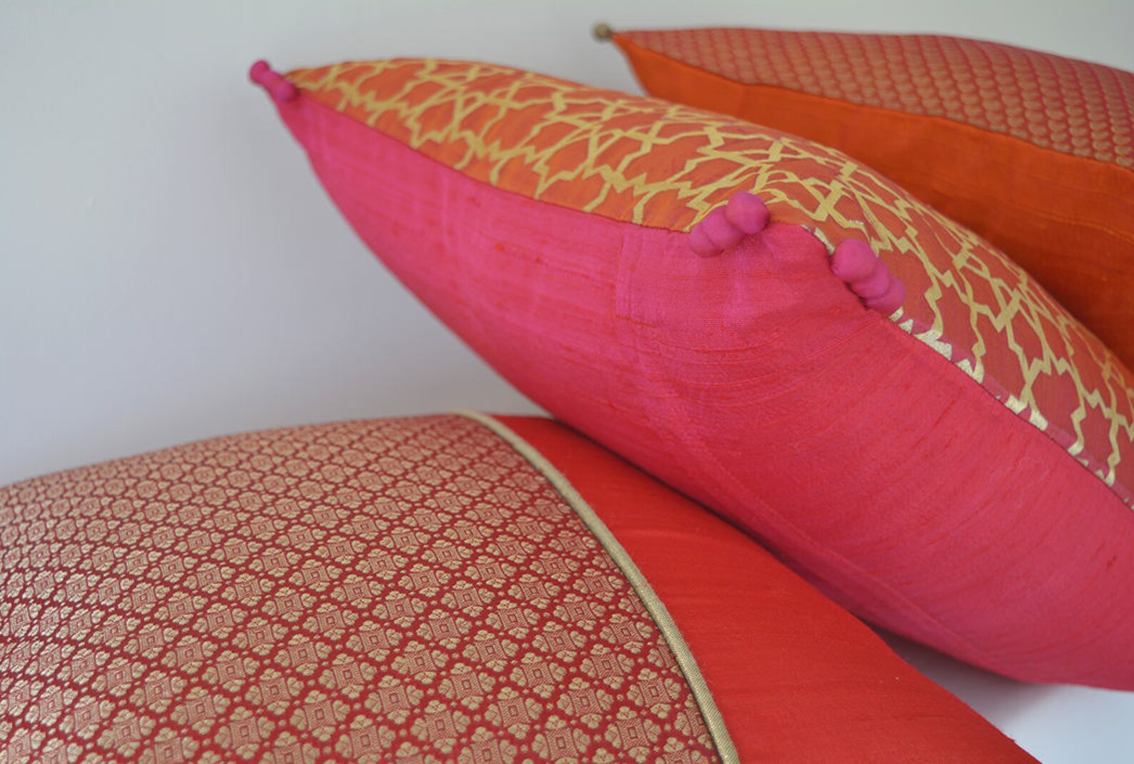 Beautiful Rich Red and Gold Brocade Silk Pillow Cover Red - Etsy