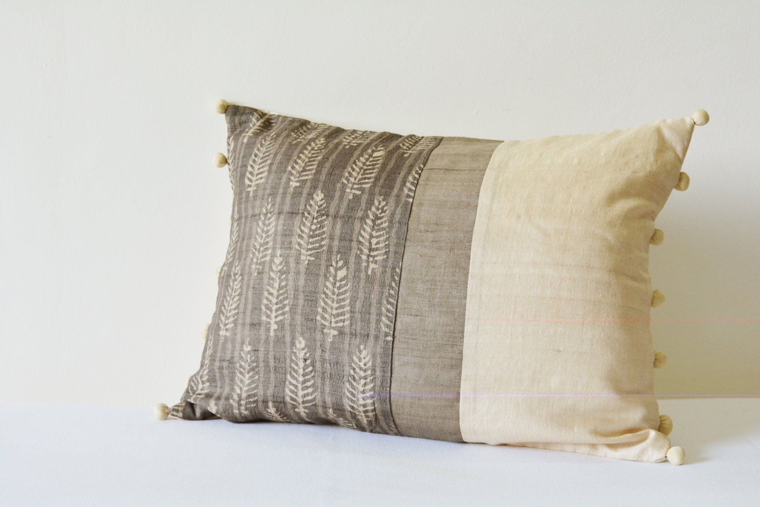 Hand Block Printed Cushion Cover in Grey Silk With Indian | Etsy