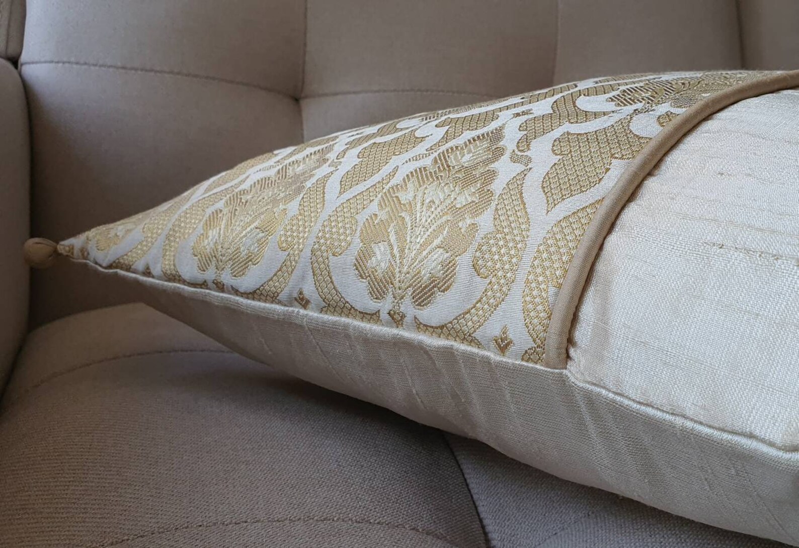 Elegant Ivory and Gold Brocade Pillow Cover Gold and Ivory - Etsy