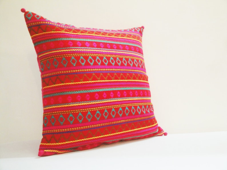 Bright Red Woven Pillow Cover Colorful Cushion Cover With - Etsy