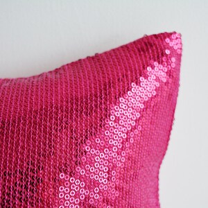 Shiny Hot Pink Sequin Pillow Cover , Pink Holiday Decor , Throw Pillow ...
