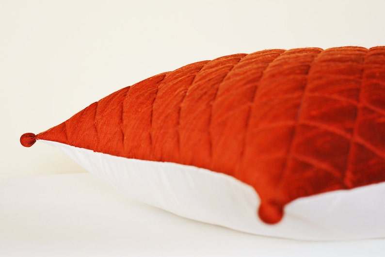 Dark Rust Quilted Silk Decor Pillow Deep Rust Maroon - Etsy