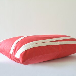 Graphic Coral Red & Ivory Faux Suede Patchwork Pillow Cover, Red ...