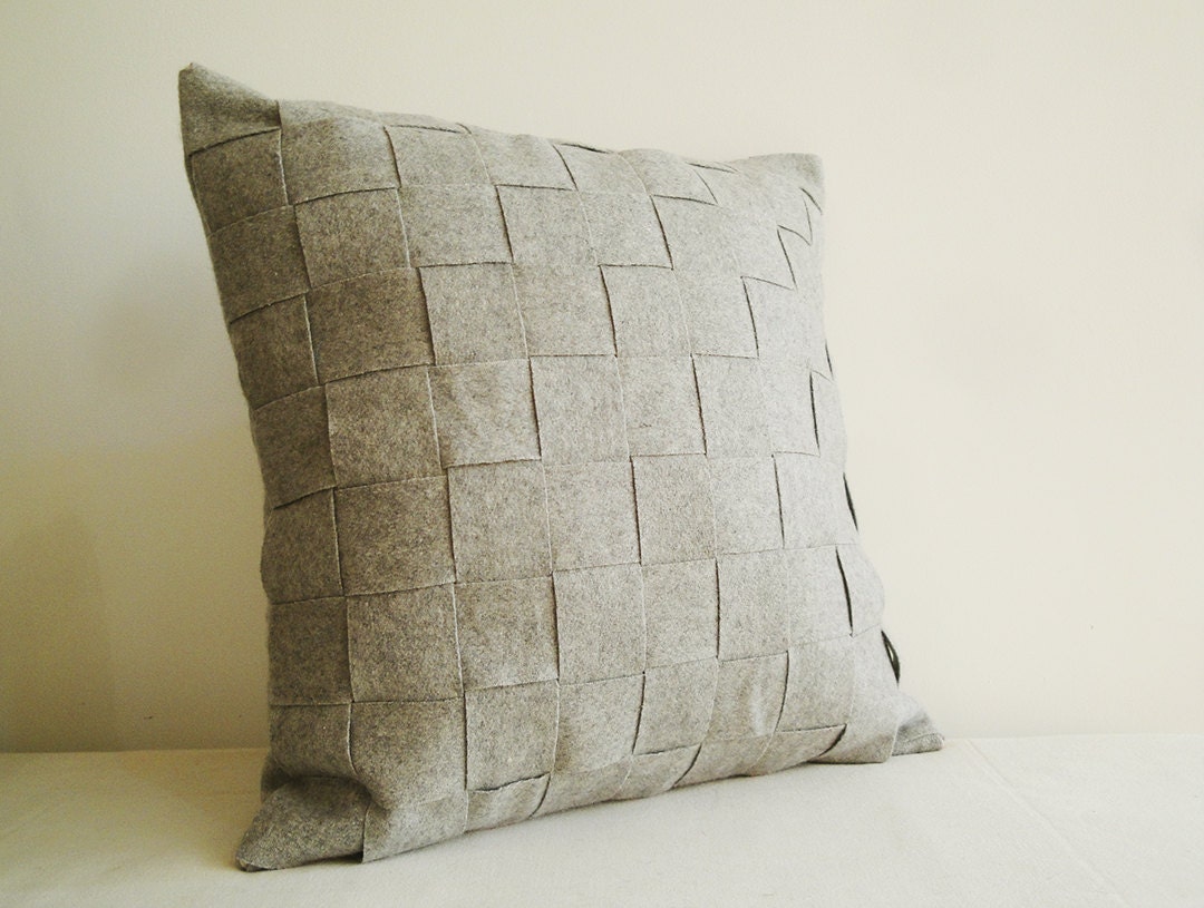 Light Grey Felt Cushion Cover Felt Pillow Decorative - Etsy