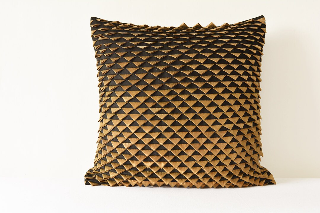 Stunning Black and Gold Fish Scale Pillow Cover Textured - Etsy