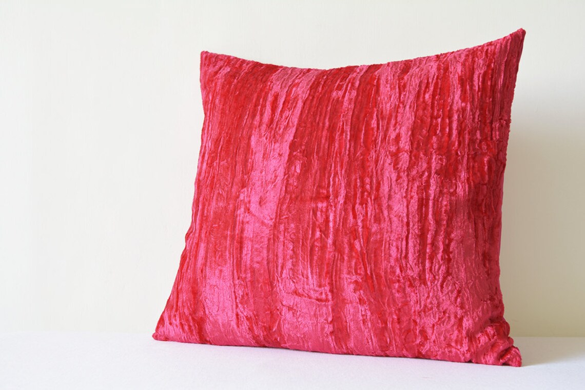 Pink Crushed Velvet Pillow Bright Pink Velvet Cushion Cover | Etsy