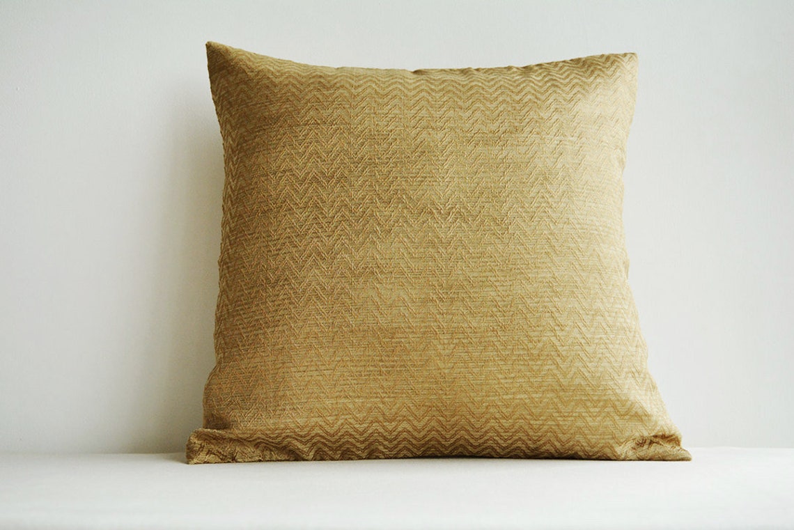 Earthy Dull Gold Woven Pillow Cover With Subtle Chevron - Etsy