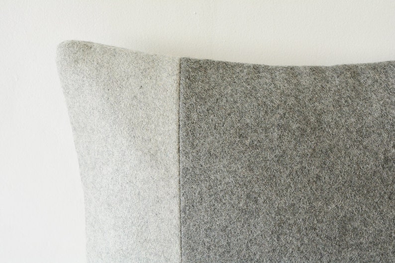 Light & Dark Grey Patchwork Colour Blocked Felt Cushion Cover | Etsy