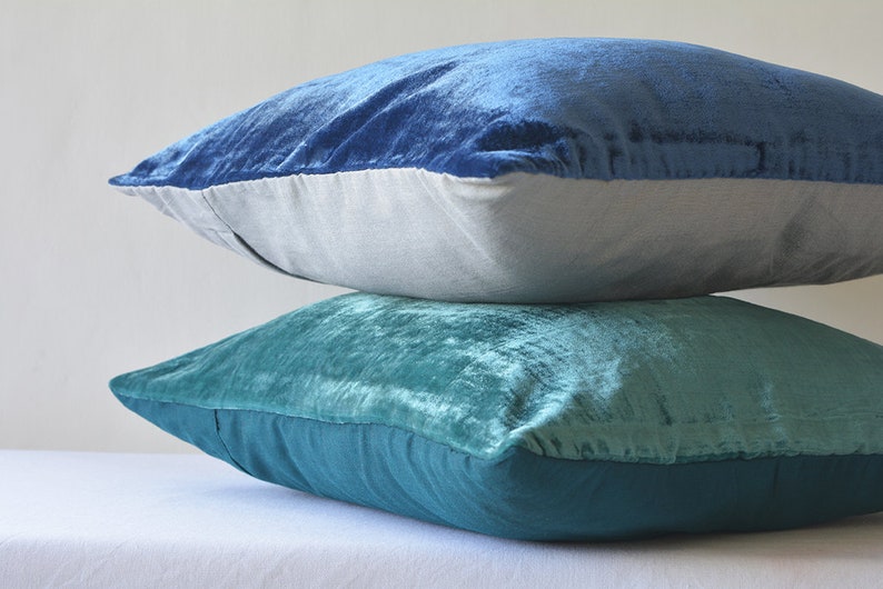 Deep Blue Velvet Pillow Deep Blue Velvet Cushion Cover - Etsy