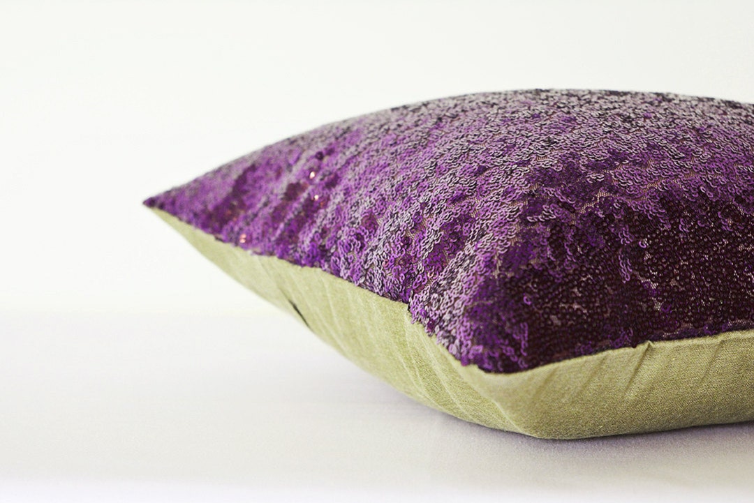 Purple Shiny Sequin Pillow Cover , Purple Holiday Decor , Purple Throw ...