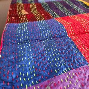 Bright Table Runner , Multi Color Vintage Sari Kantha Patchwork Table ...