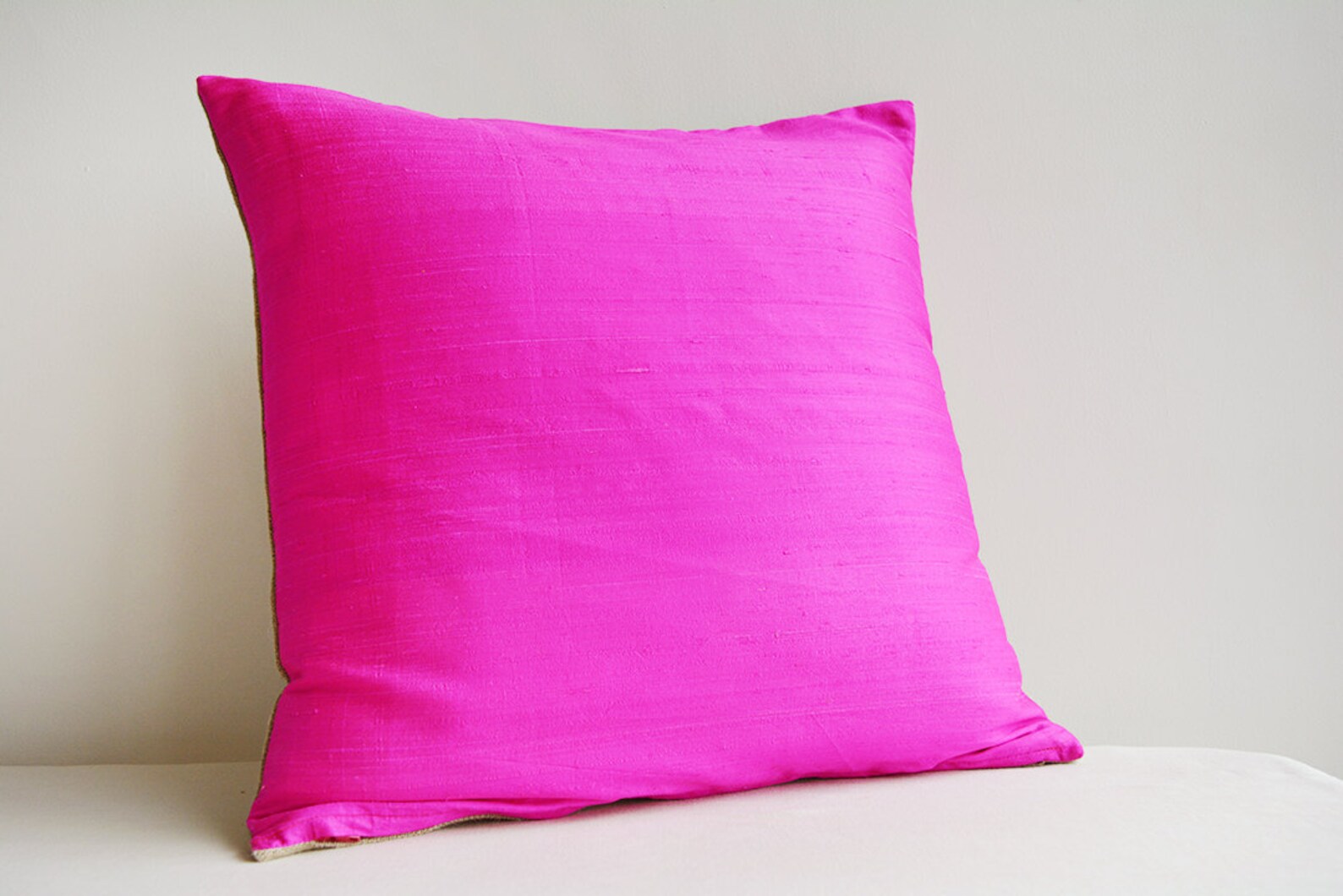 Hot Pink Dupioni Silk & Natural Linen Reversible Pillow Cover - Etsy