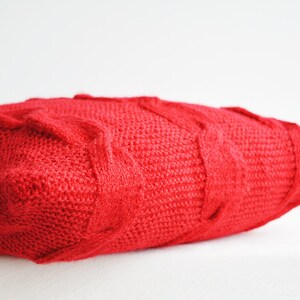 Red Hand Knitted Holiday Pillow With Mother of Pearl Buttons ...