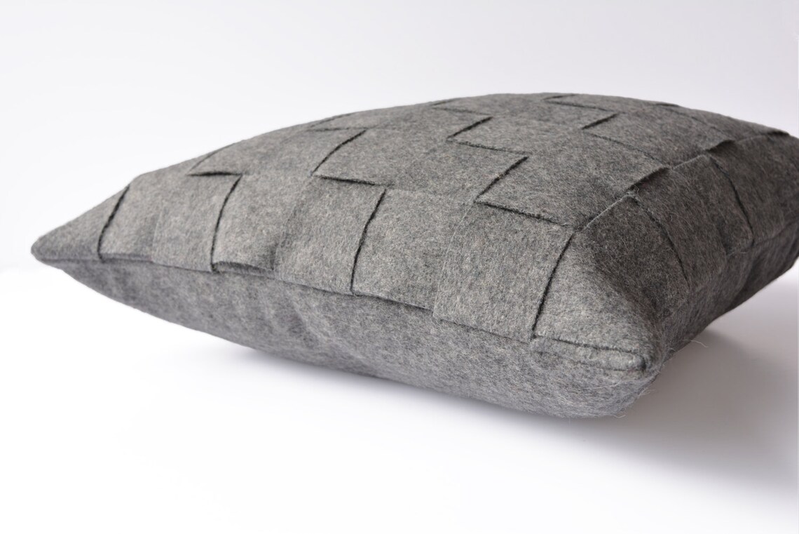 Dark Grey Felt Cushion Cover , Dark Gray Felt Pillow , Decorative ...