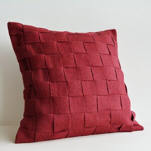 Dark Red Felt Cushion Cover Maroon Felt Pillow Deep Red - Etsy